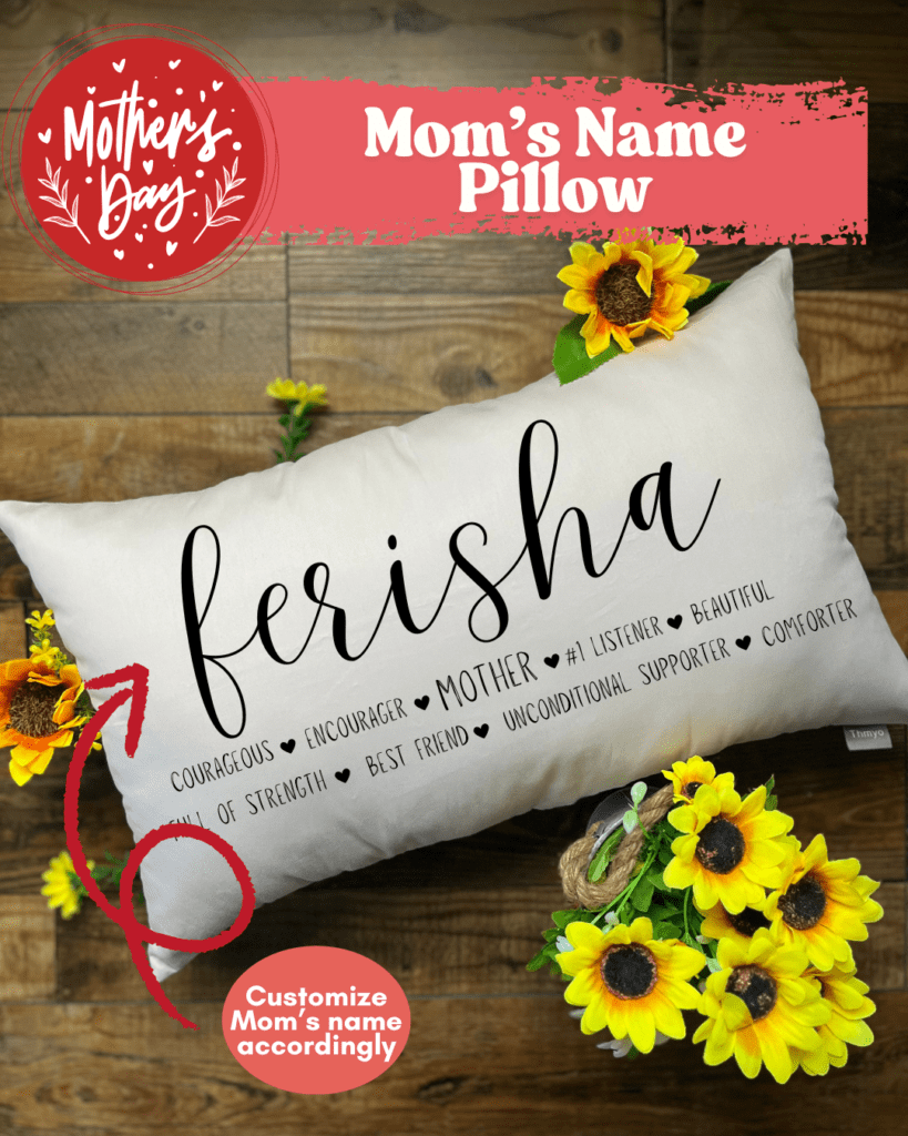 Mom's Name Lumbar Pillow - The Pretty Little Sunflower